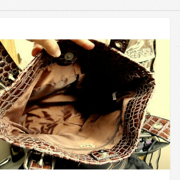 Gal | Bags | Gal Faux Alligator Tote Bag Brown Shoulder Purse | Poshmark
